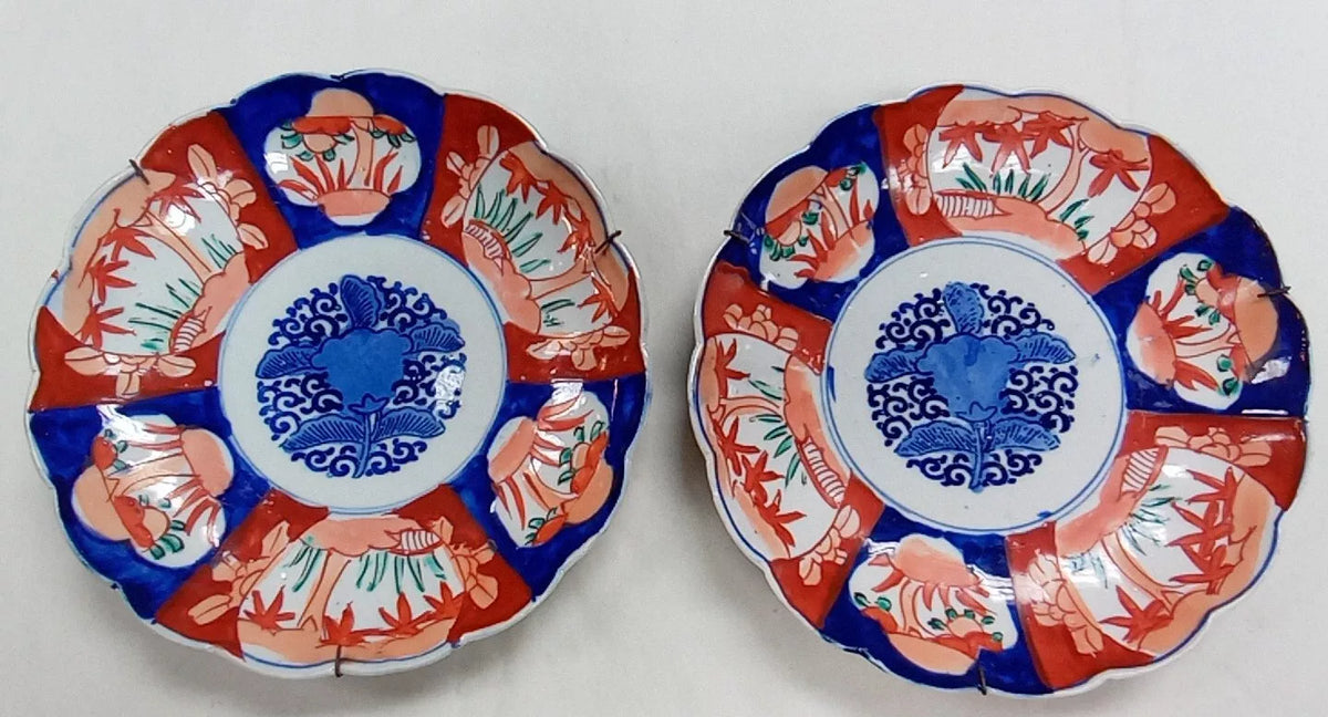 Pair of Japanese Imari Plates – Hand Painted – Old Bridge Antiques